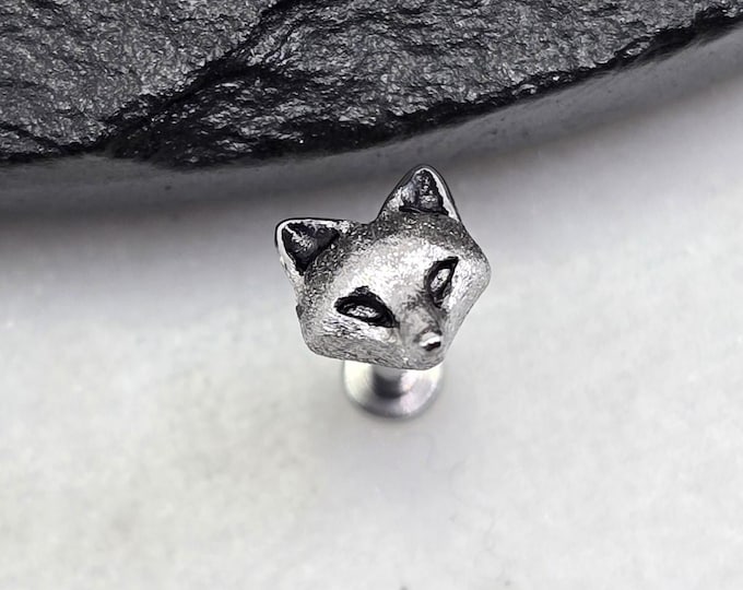 16g Fox 316L Surgical Steel Internal Thread Flat Back Labret Tragus ...
