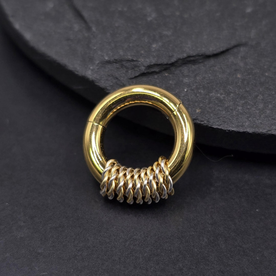 12g 10g 8g 6g 4g Hinged Segment Clicker Gold PVD Plated 316L Surgical ...