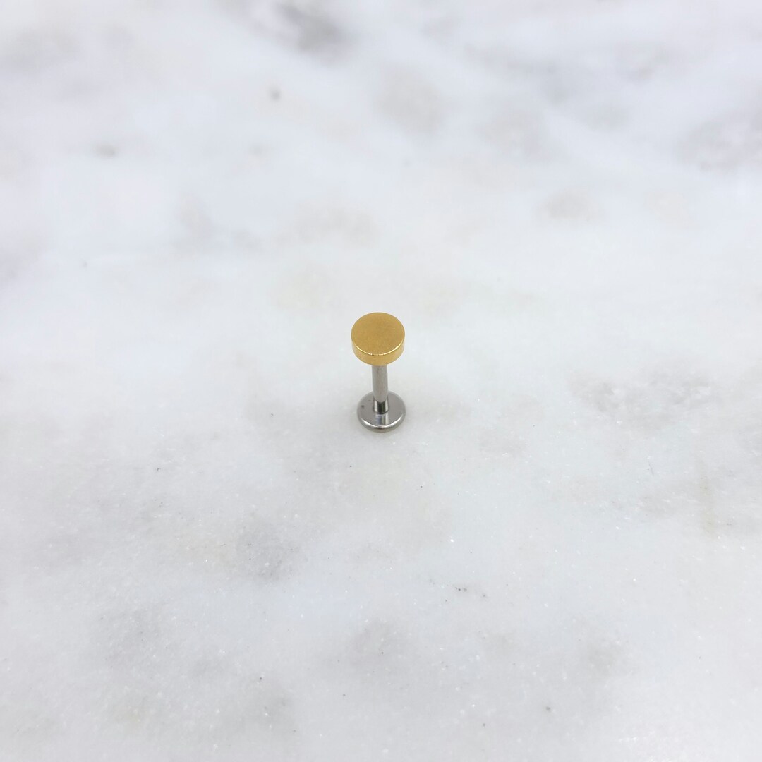 Titanium ASTM F136 Circle Flat Bolt Gold PVD Threadless Top Labret ...