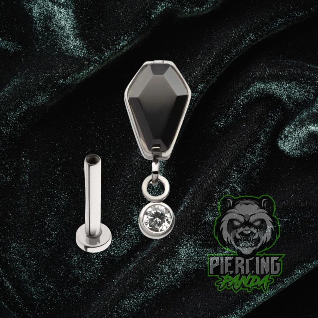 16g Titanium Internal Thread Coffin Dangling Cz Gem ASTM F136 Grade 23 ...