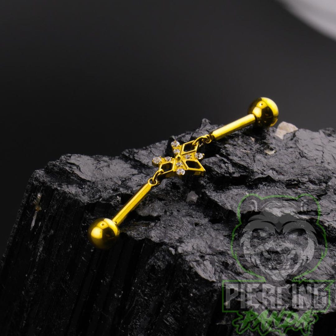14g 35mm Titanium ASTM F136 Industrial Scaffold Piercing Barbell ...