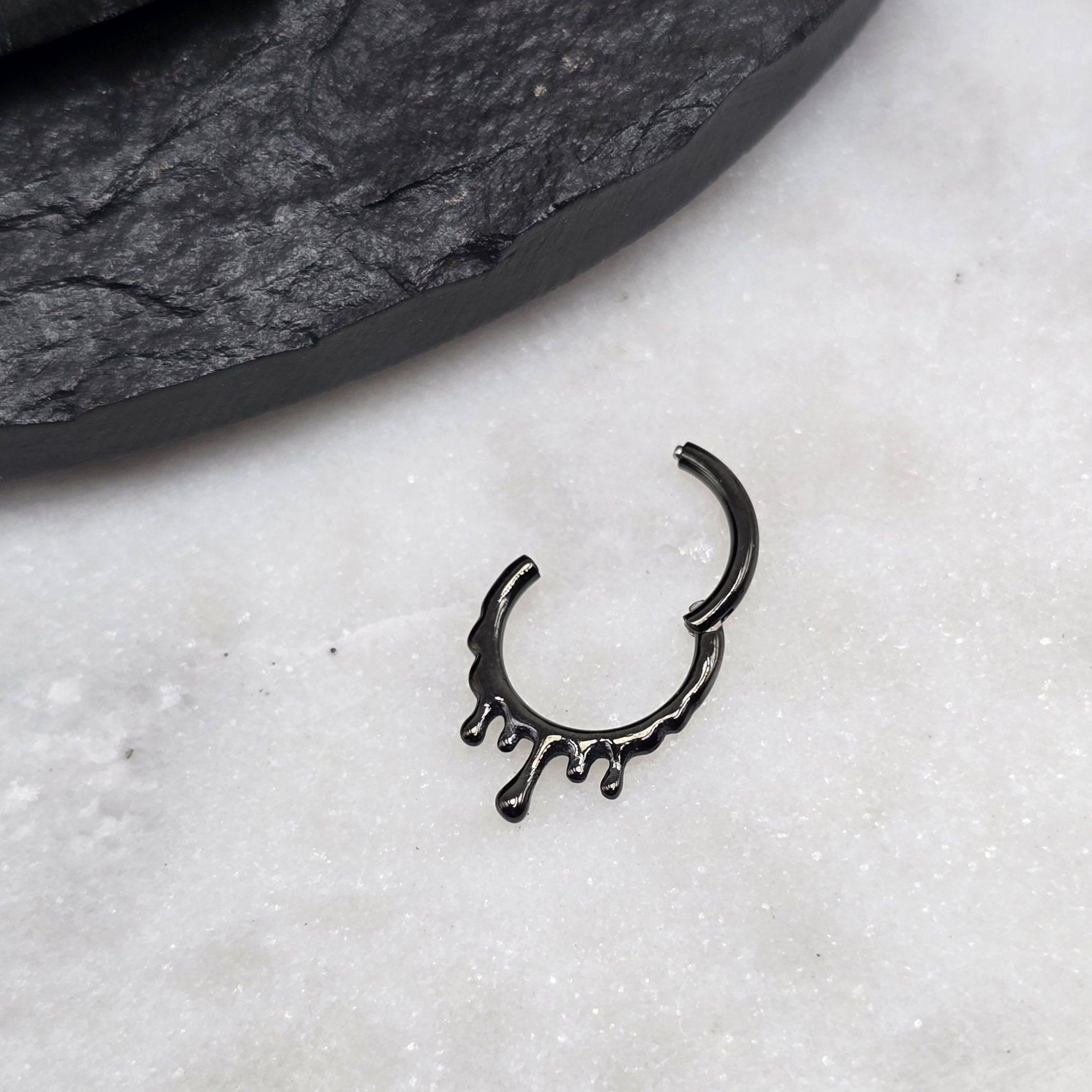 16g 8mm Blood Drip Hinged Segment Clicker Piercing Hoop Ring Solid ...