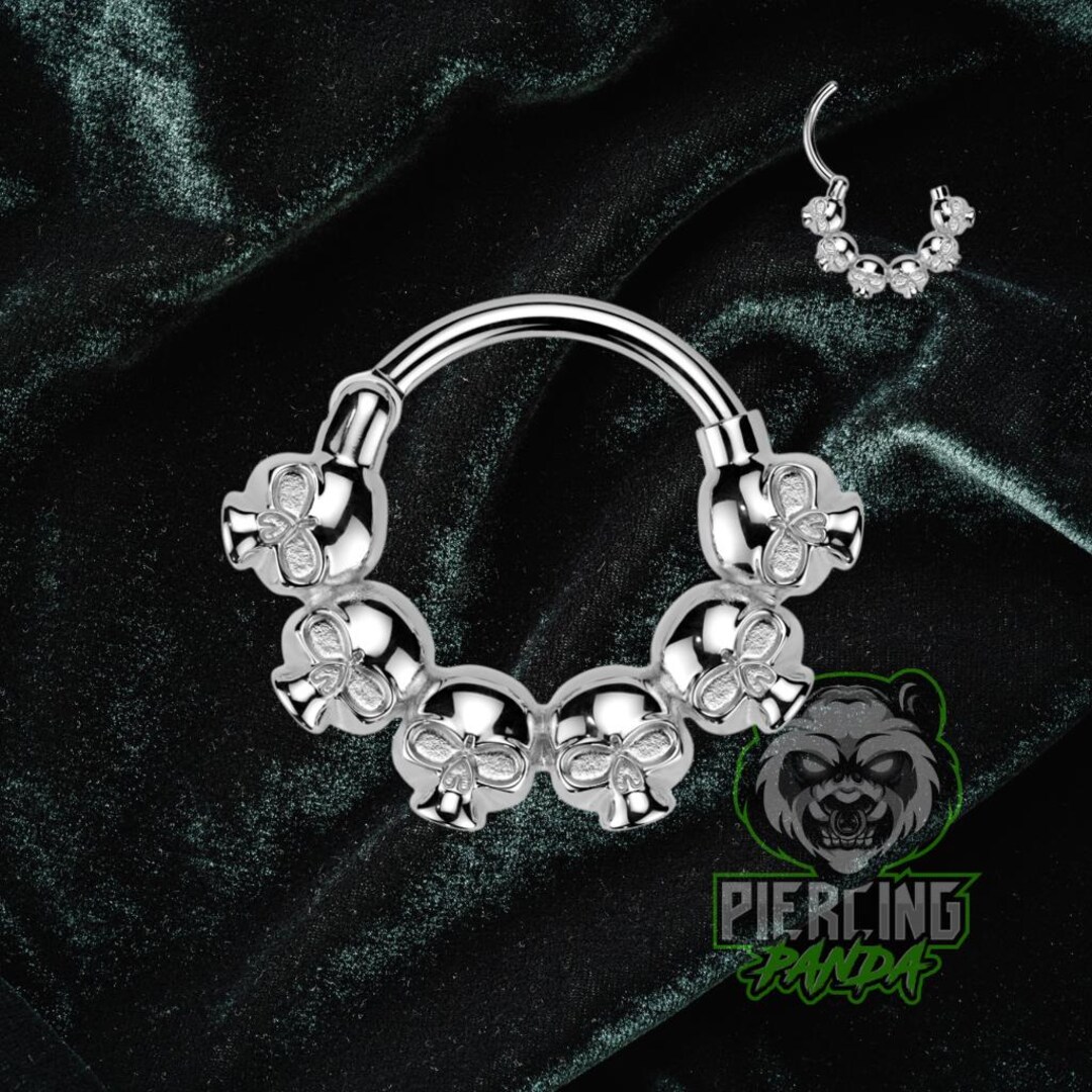 16g Skull Lined Hinged Segment Clicker Piercing Hoop Ring Solid 316L ...