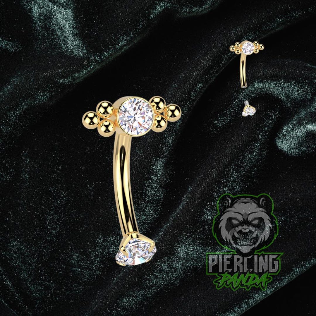 16g Titanium ASTM F136 Internal Threads Gold PVD Rook Ashley Eyebrow ...