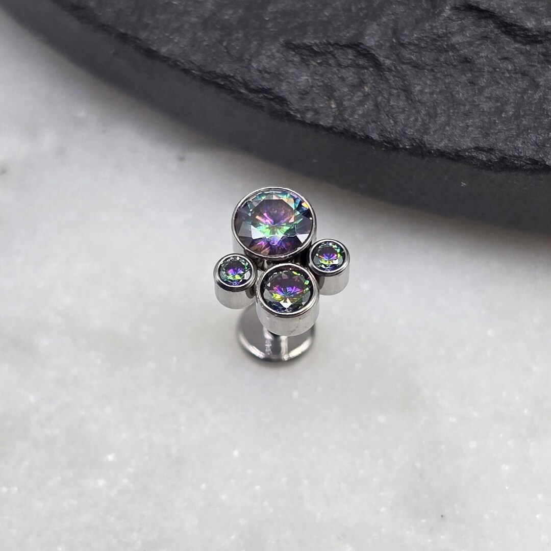 16g Titanium ASTM F136 Internal Thread Vitrail AB CZ Cluster Paw ...