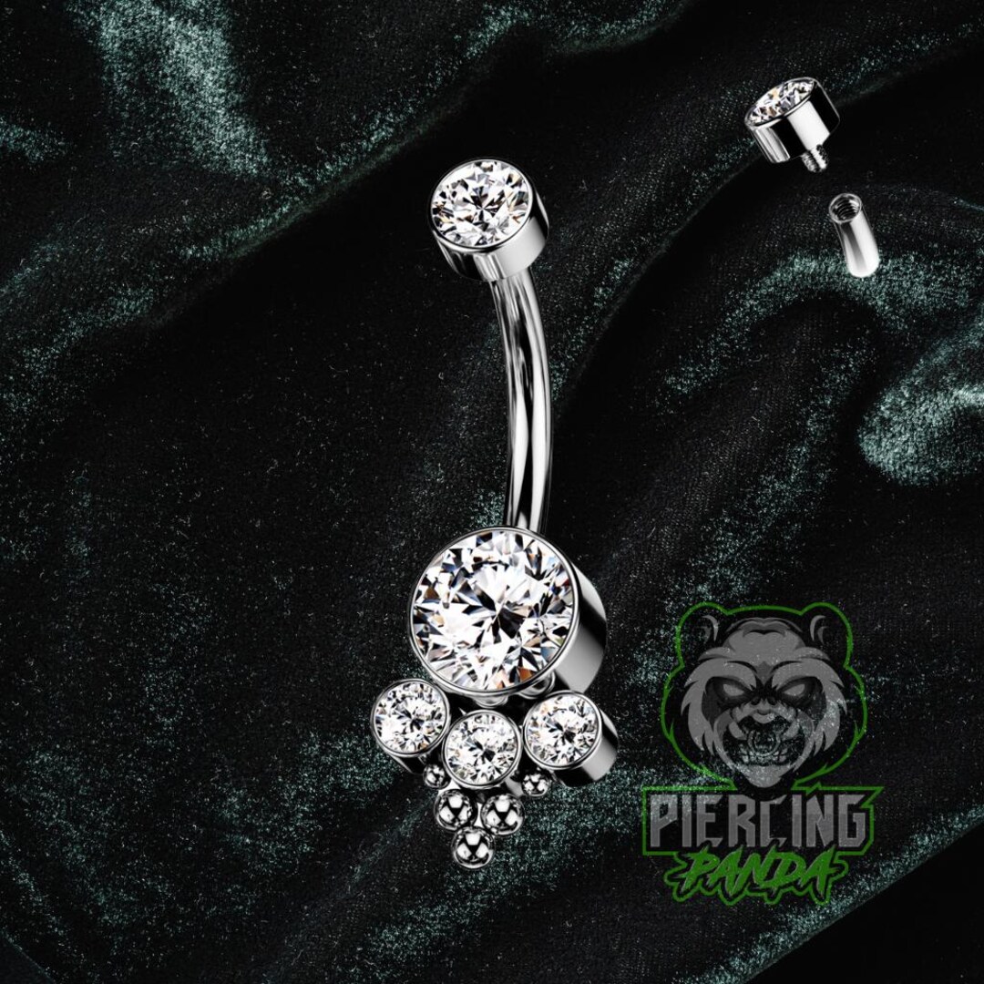 14g Titanium Gem Cluster Implant Grade Internally Threaded Top Prong ...