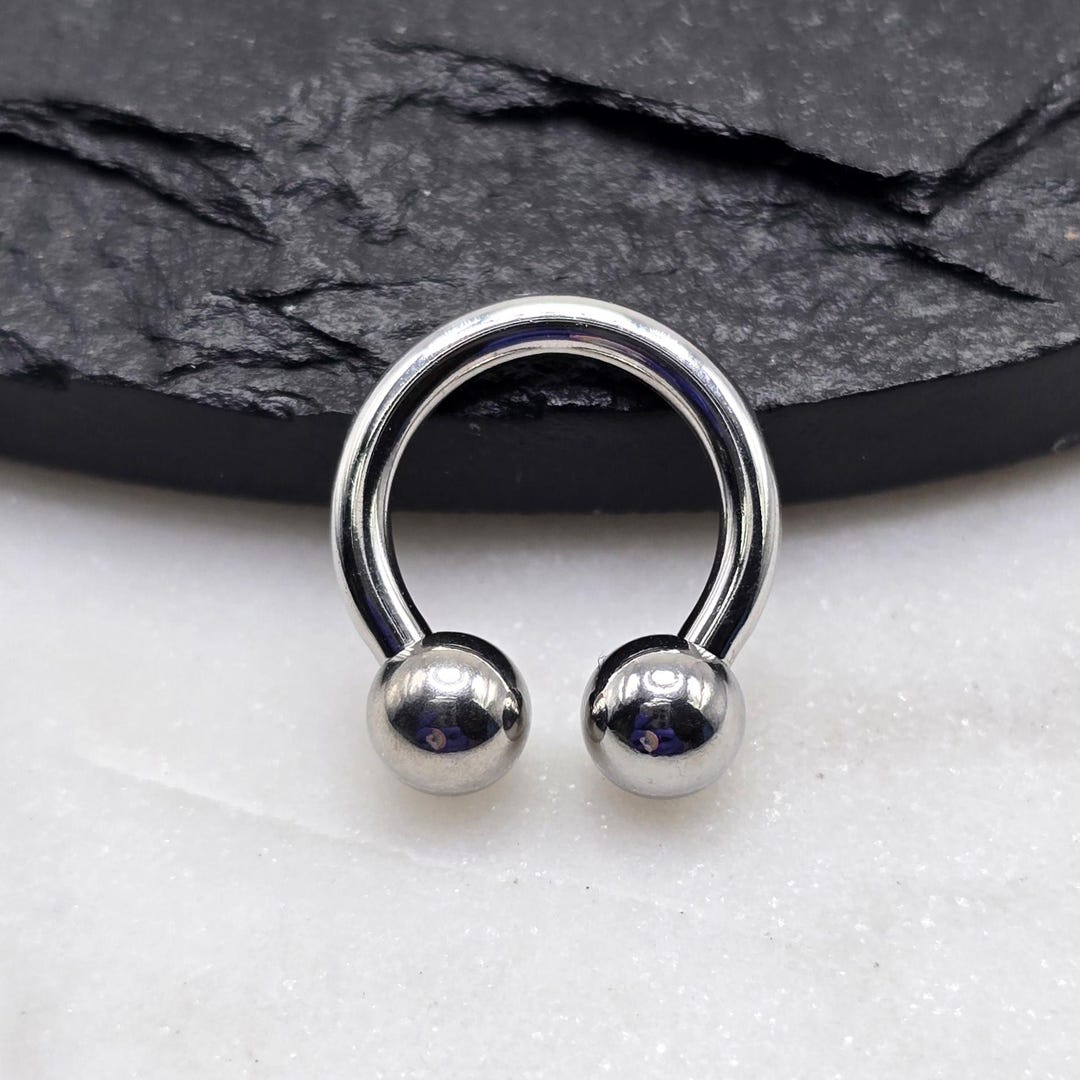 12g Horseshoe 5mm Balls 316L Surgical Steel External Thread Hoop Septum ...