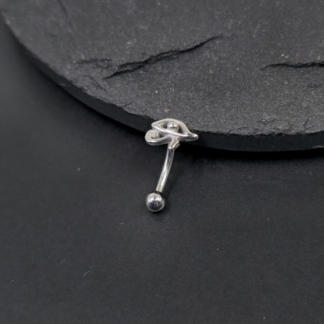 16g 8mm Steel Eye of Horus Rook Eyebrow Piercing Curved Externally ...