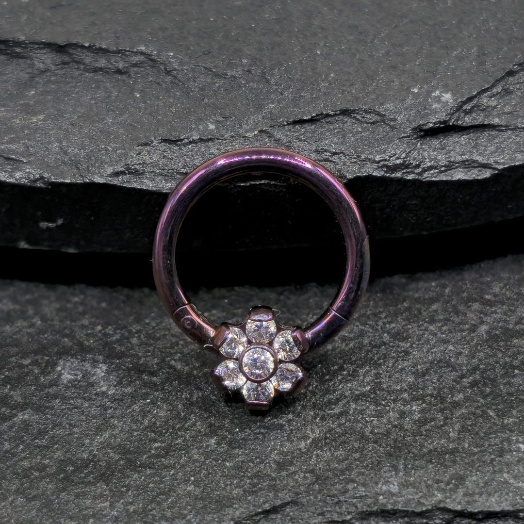 Titanium 16g 22V Purple Implant Grade Flower Hinged Segment Septum ...
