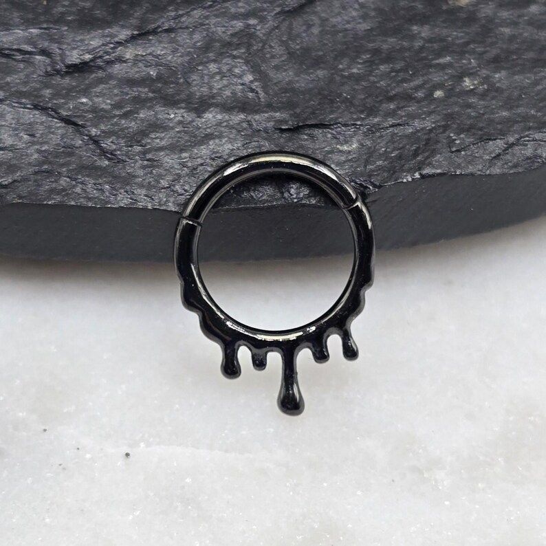 16g 8mm Blood Drip Hinged Segment Clicker Piercing Hoop Ring Solid ...