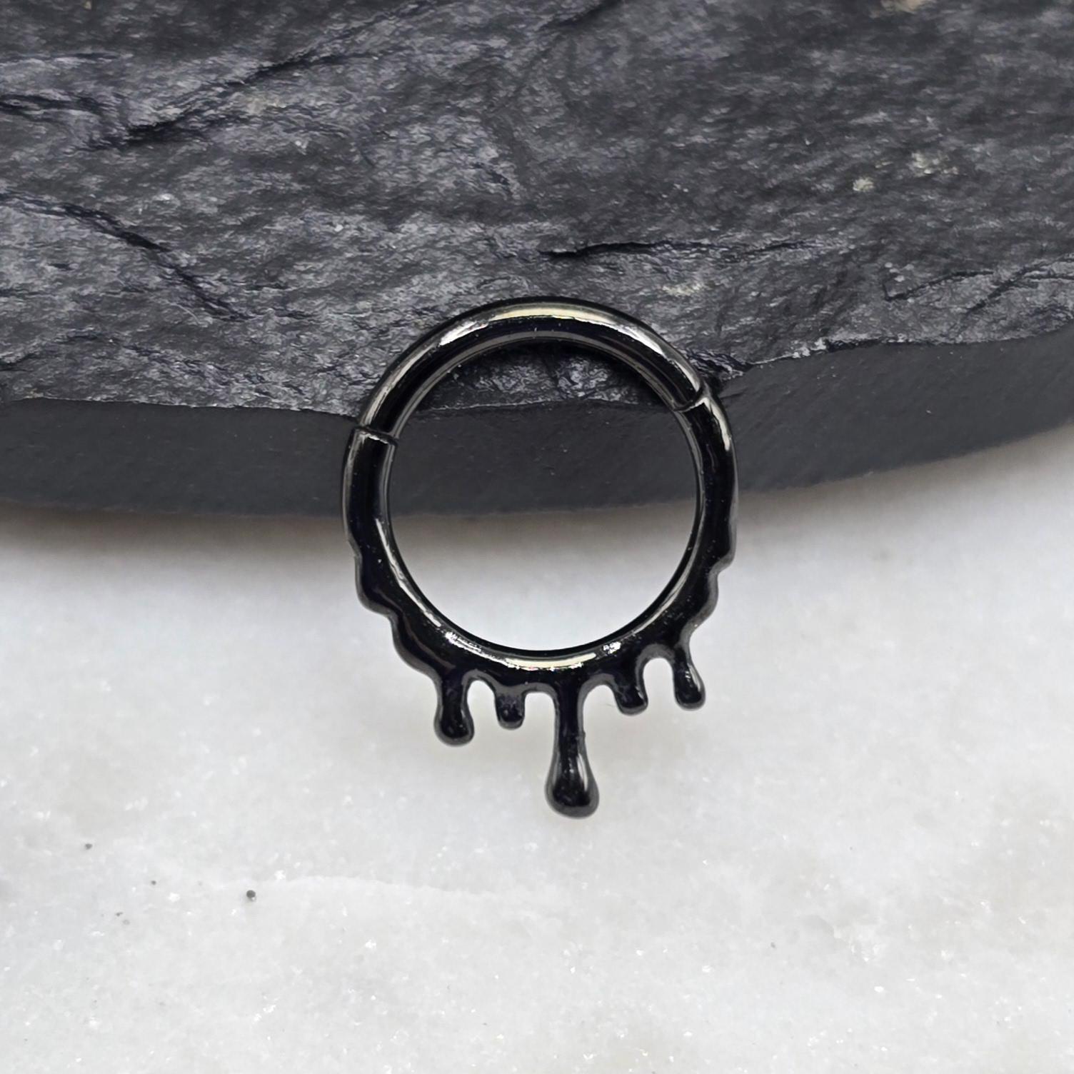 16g 8mm Blood Drip Hinged Segment Clicker Piercing Hoop Ring Solid ...