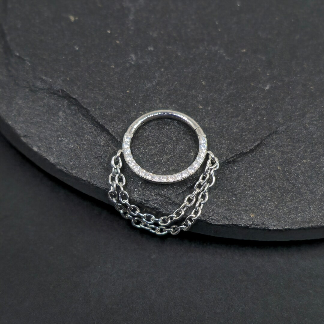 16g Double Chains Hinged Segment Clicker Solid 316L Surgical Steel ...