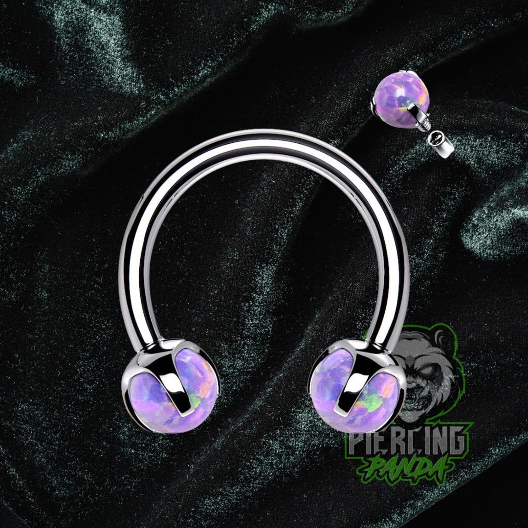 16g Claw Purple Opal Internal Thread Stone Horseshoe Hoop 316L Surgical ...