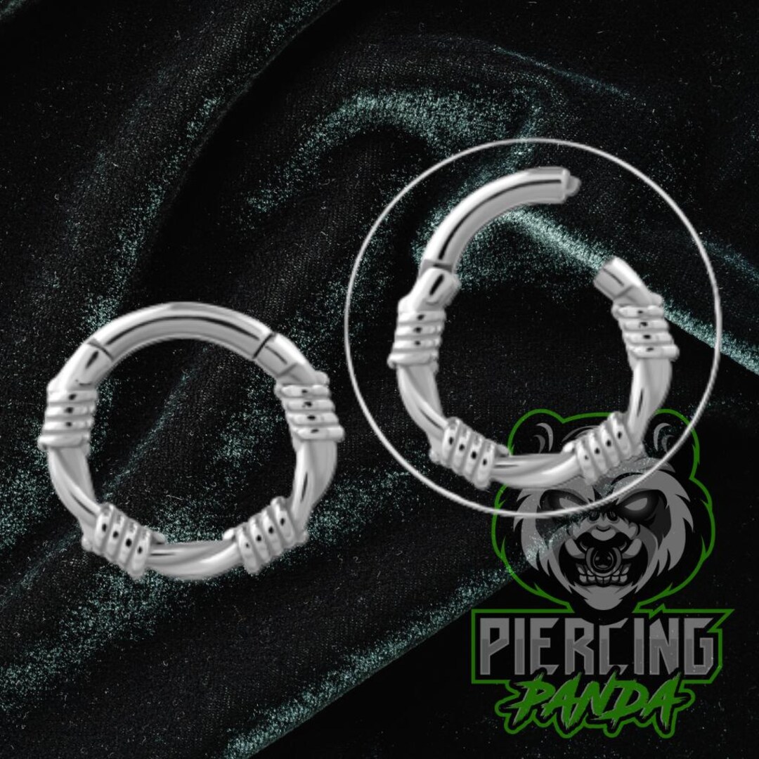 16g 8mm Barbed Wire 316L Surgical Steel Hinged Segment Clicker Hoop ...