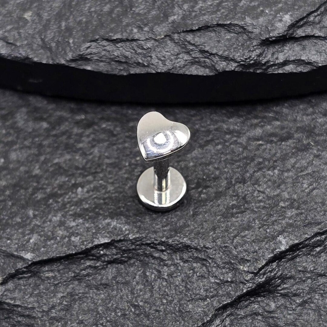 Titanium ASTM F136 Threadless Puffy Heart Flat Back Barbell Cartilage ...