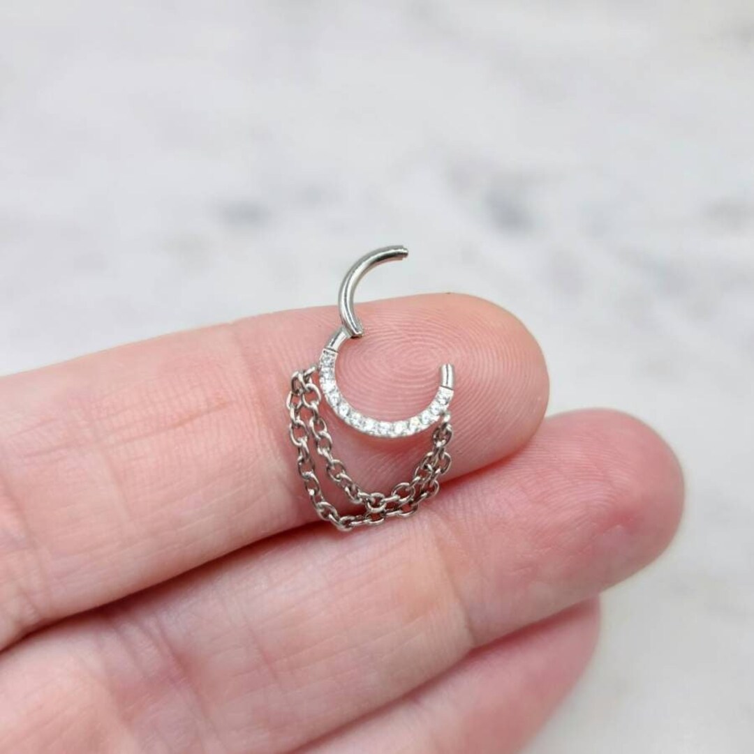 16g Double Chains Hinged Segment Clicker Solid 316L Surgical Steel ...