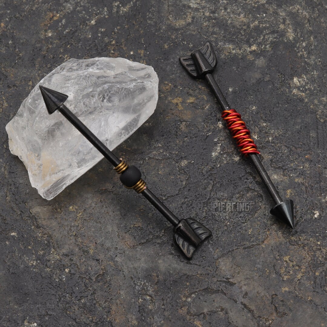 14g 16g Arrow Black Anodized Plated Surgical Steel 32mm 35mm 38mm ...