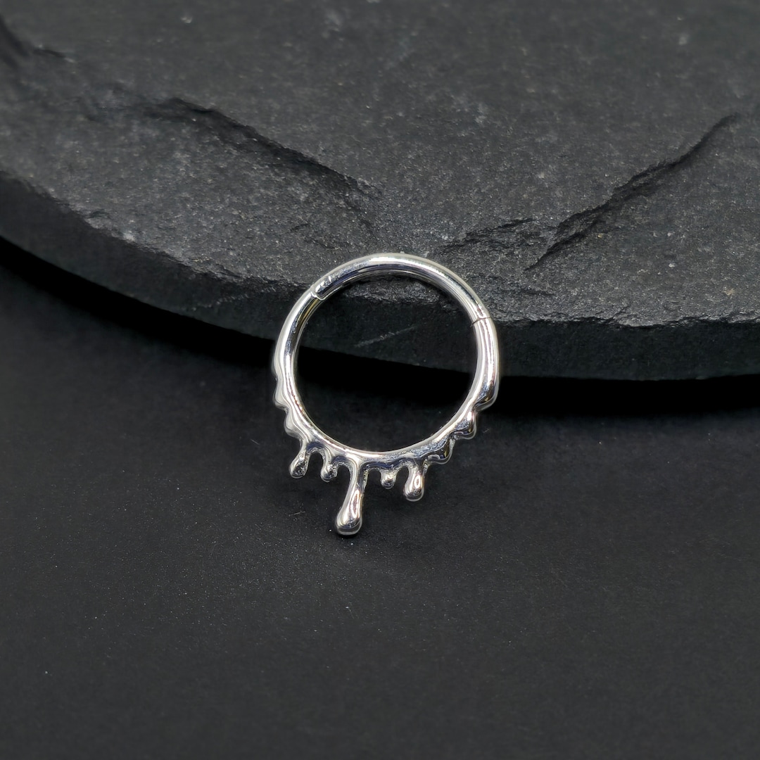 16g 8mm Blood Drip Hinged Segment Clicker Piercing Hoop Ring Solid ...
