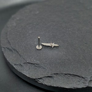 16g Titanium ASTM F136 Internal Thread Dagger Sword Small Bottom Disc Tragus Helix Conch ...