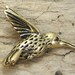 Hummingbird Beads, Two 2 Antique Gold Bird Beads, 19x14mm 3D ...