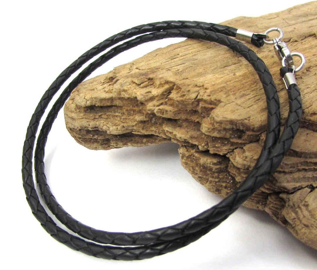 3mm Braided Leather Necklace, Custom Length and Color Necklace, Item ...