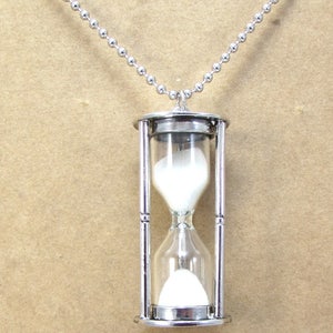 Hourglass Necklace, 51x23mm Miniature Antiqued Silver Hourglass, 2.4mm ...
