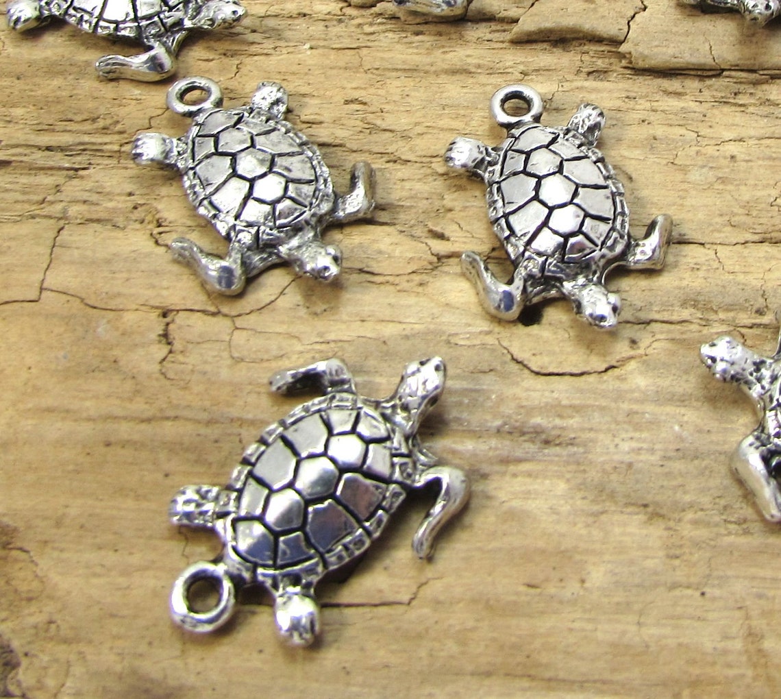 Turtle Charms, Two (2) Turtle Charms, 18x15mm Turtle Charms, Made in ...