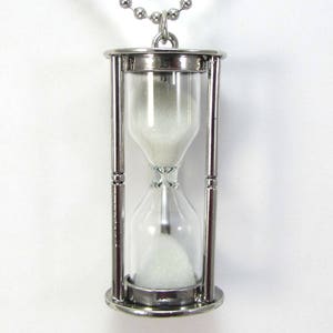 Hourglass Necklace, 51x23mm Miniature Antiqued Silver Hourglass, 2.4mm ...