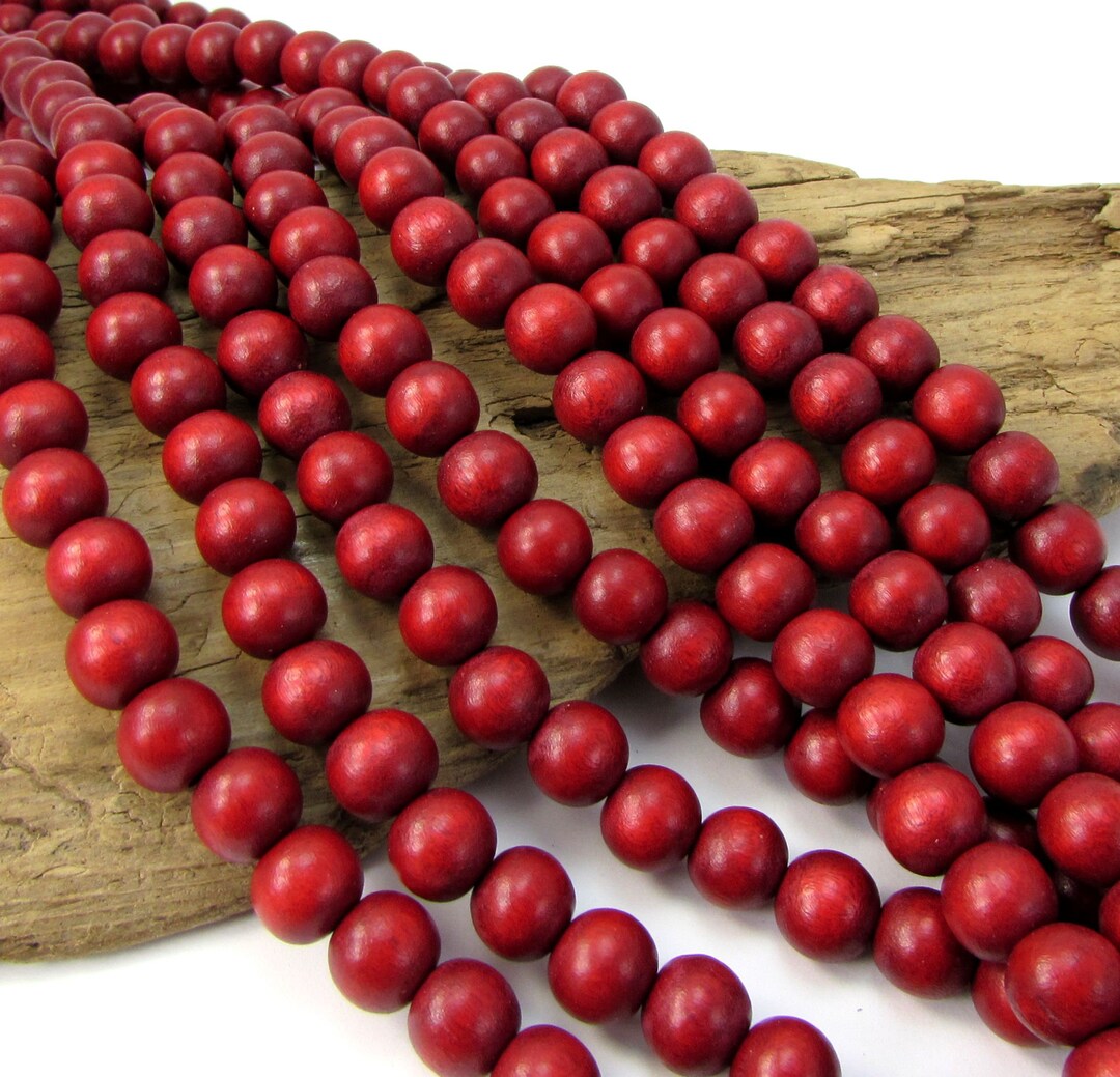 10mm Cranberry Red Wood Beads, Two (2) 16" Inch Strands, Item 2183wb - Etsy