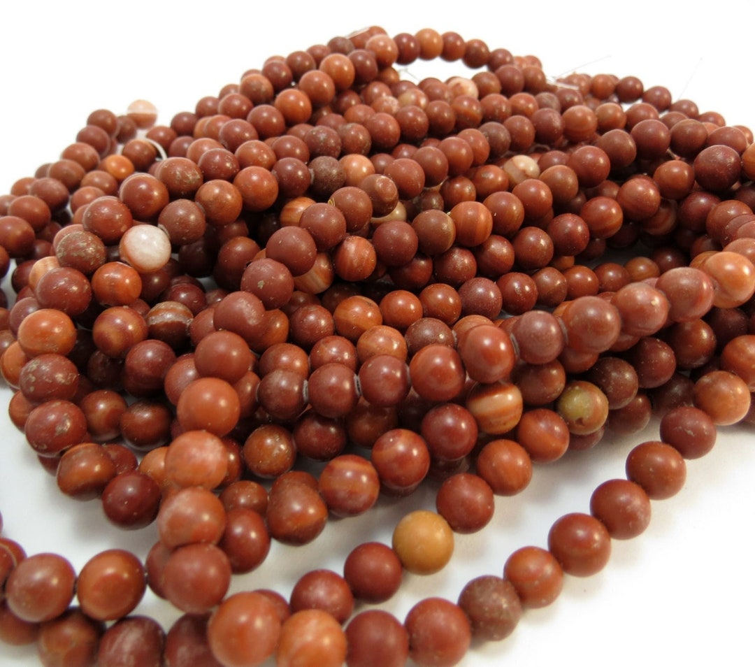 6mm Red Marble Beads: Natural Stone Strand, Jewelry Supplies - Etsy