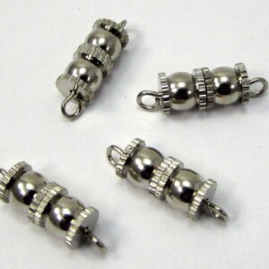 Fancy Double Barrel Clasps, Four (4) 12x6mm Silver Finish Brass Clasps ...