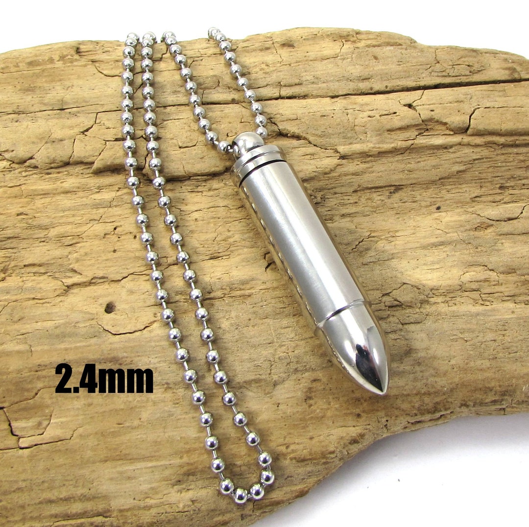 Bullet Urn Necklace, 48.5x10mm Stainless Steel Bullet Urn With Twist ...