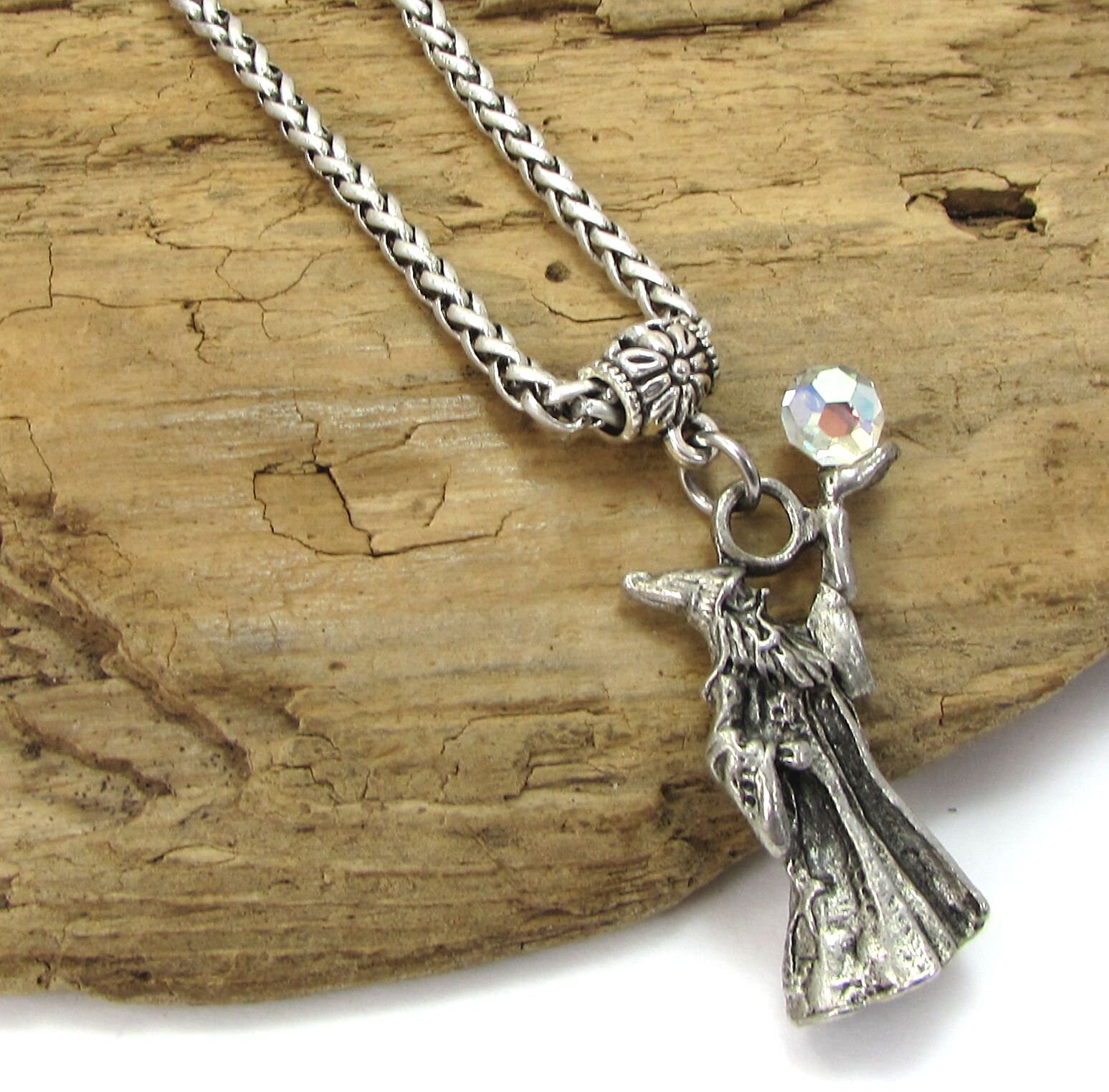 Wizard With Crystal Ball Necklace, 34x21mm Wizard Pendant, Custom ...