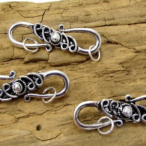 Fancy S-hook Double Sided Clasps, Four (4) Antique Silver S-hook Clasp ...
