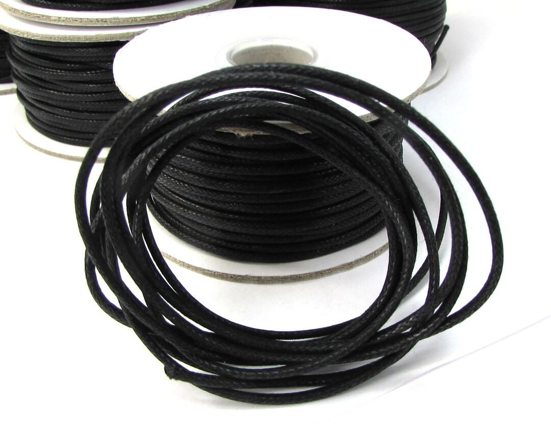 2mm Black Cotton Cord, 2mm Waxed Cotton Cord, 25 Yards, Black Cord ...