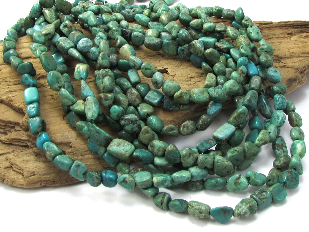Turquoise Pebbles, Small Green / Blue Turquoise Beads, 16" Inch Strand ...