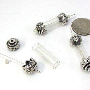 Vial Pendant, Two (2) Empty Bottle Pendant, Antiqued Silver Finished ...