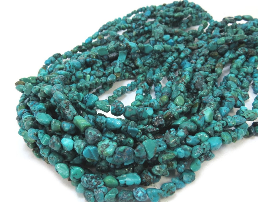 Turquoise Pebbles, 34" Inch Strand, Dark Blue/green Small Turquoise ...