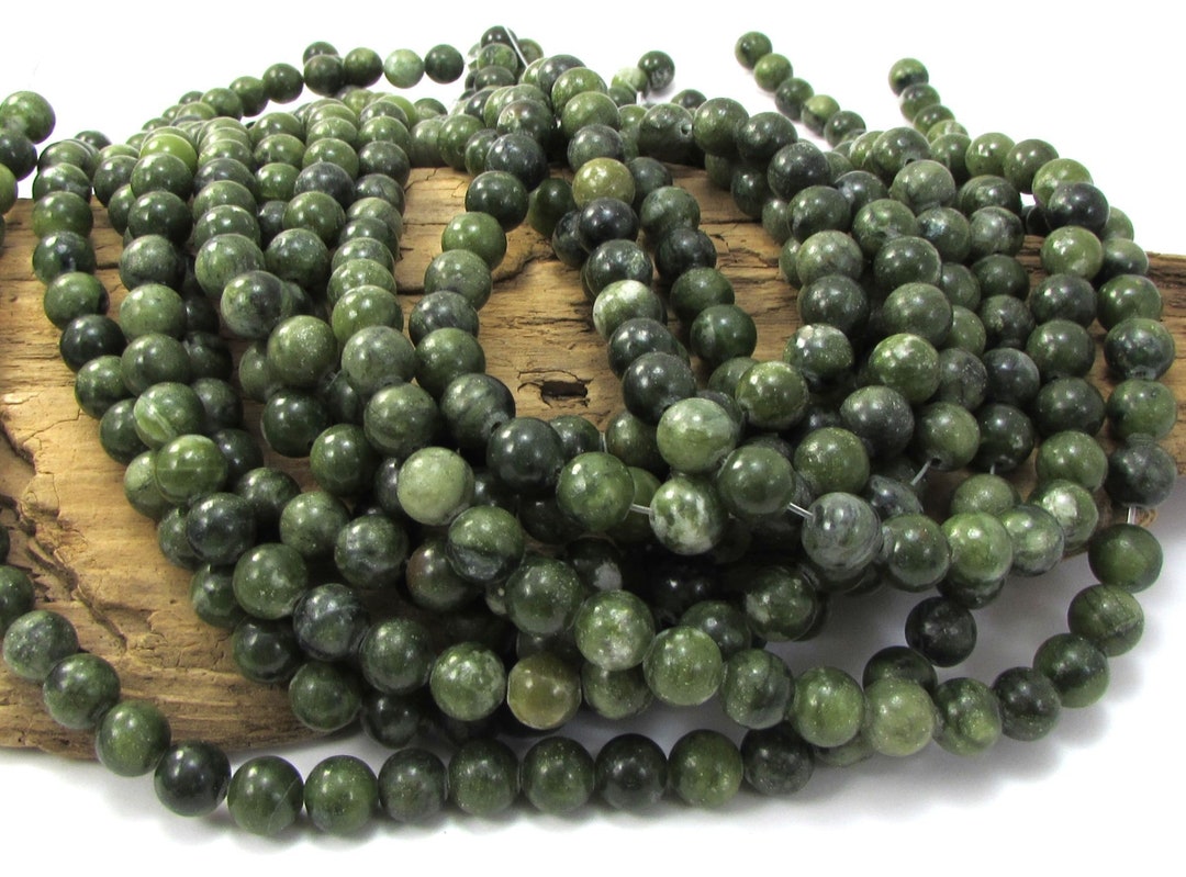 8mm Green Serpentine Beads, Natural Green 8mm Beads, 16" Inch Strand ...