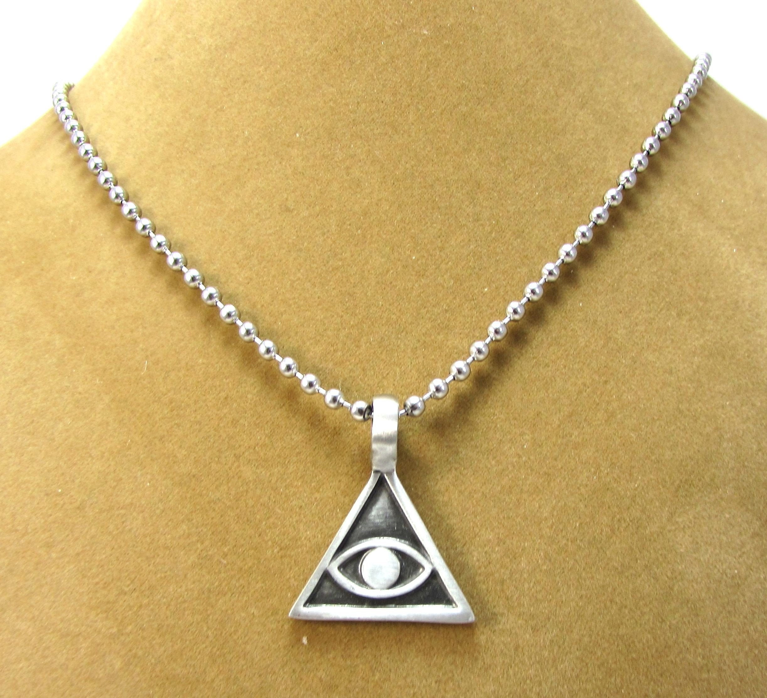 Wedjat Eye Necklace 32x26mm Double-Sided Triangle with Eye | Etsy