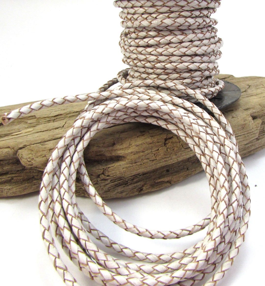 3mm Braided Leather Cord, 3mm Leather Cord, 1 Yard Braided Leather Cord ...