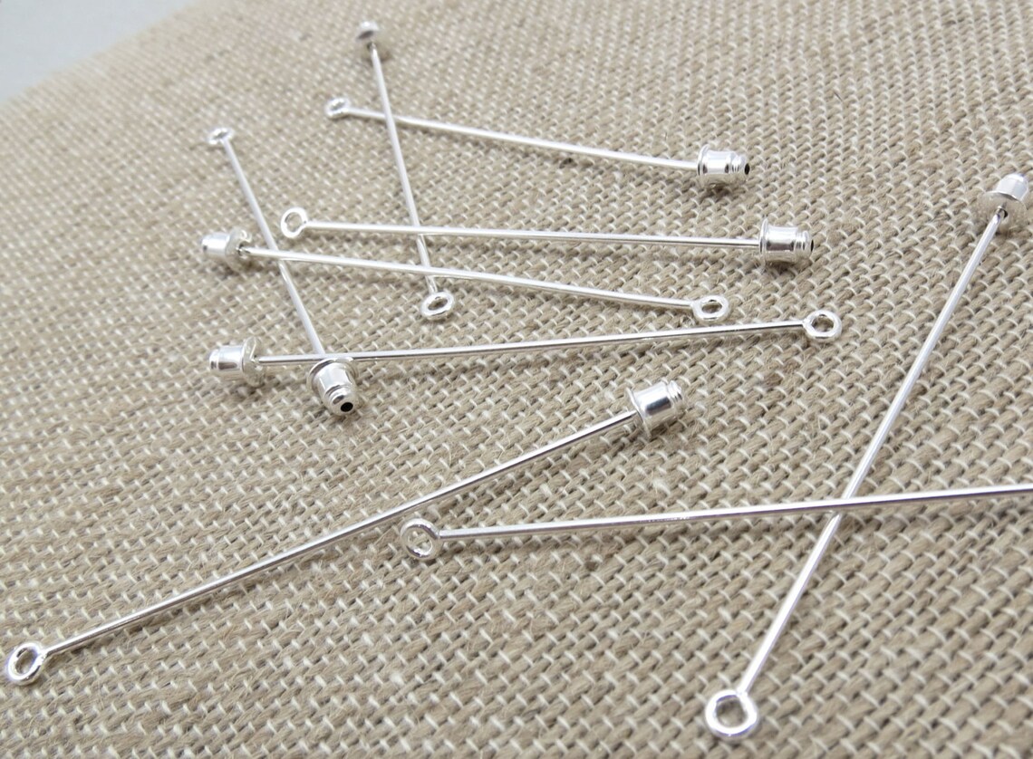 Brooch Pins, Silver Stick Pin, Ten (10) Silver Plated Brass Brooch Pins ...