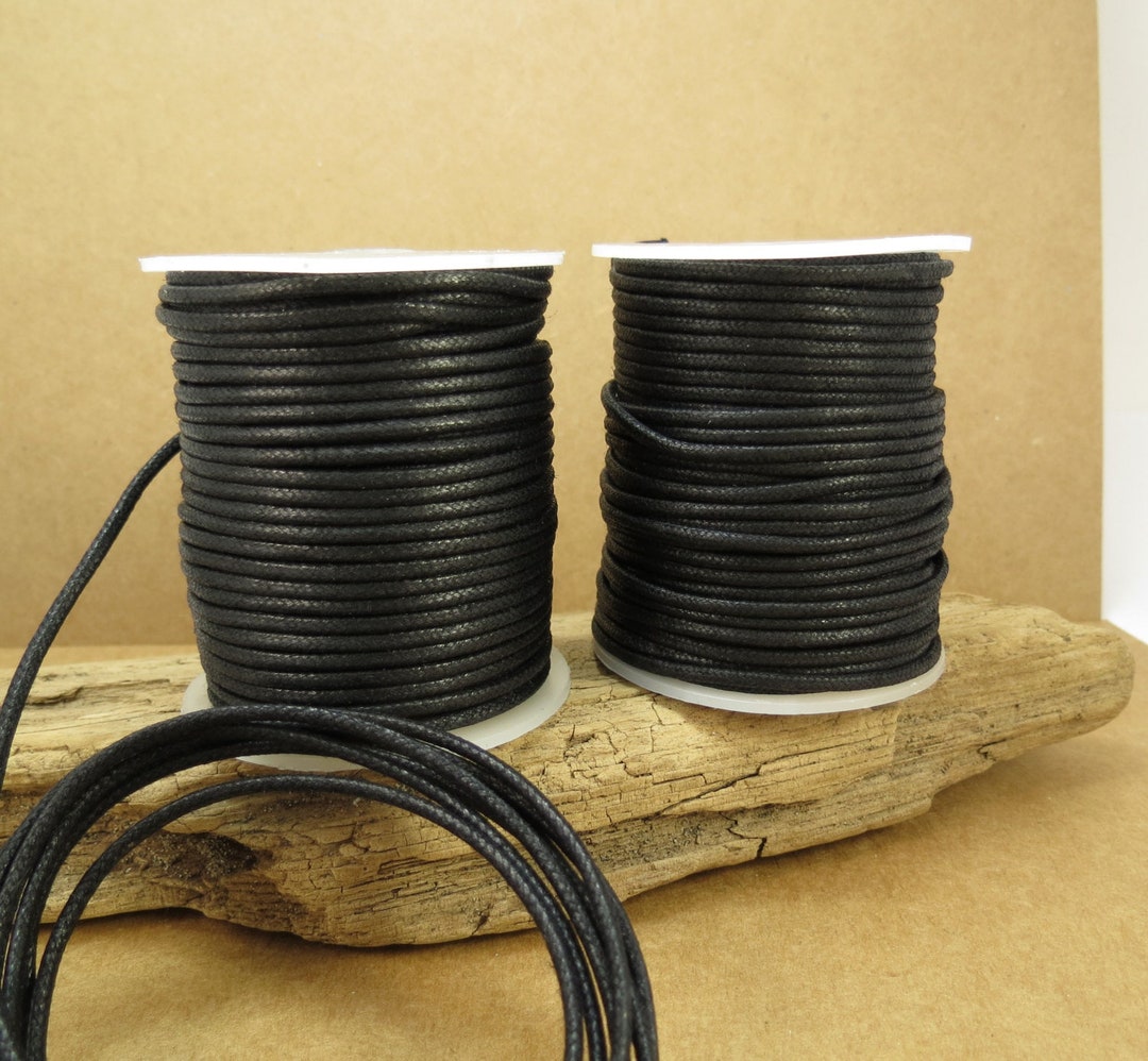 2mm Black Cotton Cord, 25 Yards Black Waxed Cotton Cord, Cotton ...