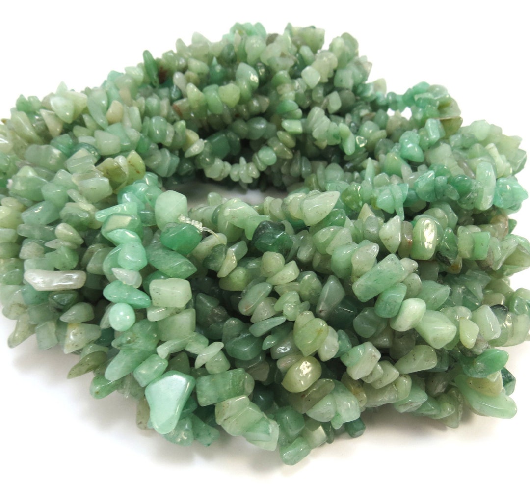 Green Aventurine Chips, Natural Aventurine Chips, 34" Inch Strand ...