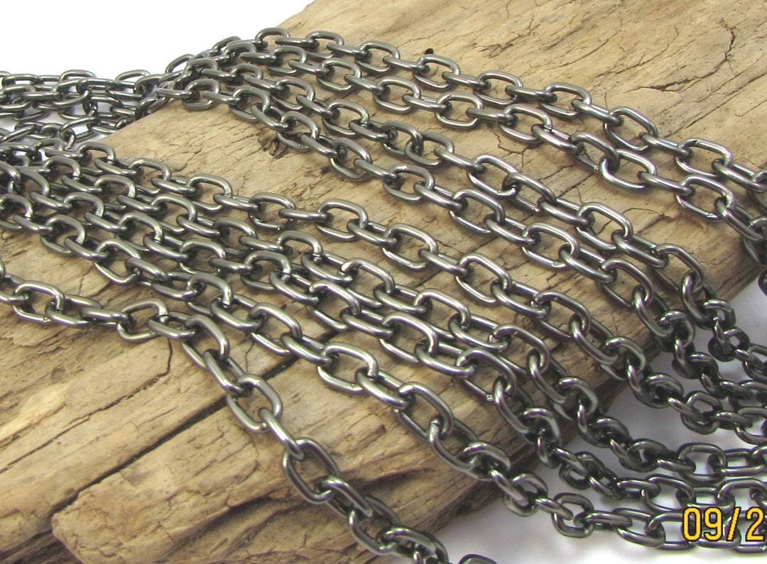Gunmetal Cable Chain, 5x8mm Oval Cable Chain, 25' Feet Cable Chain ...