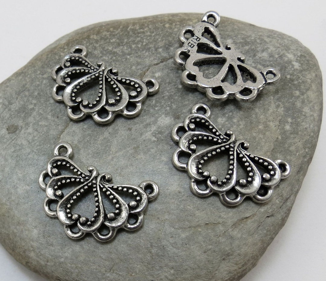 Fancy Swirl Necklace Connector Links, Four 4 22x13mm Silver Swirl ...