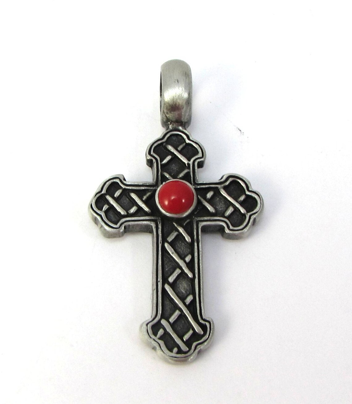 Red Cross Pendant 47x26mm Red Textured Cross Pendant | Etsy