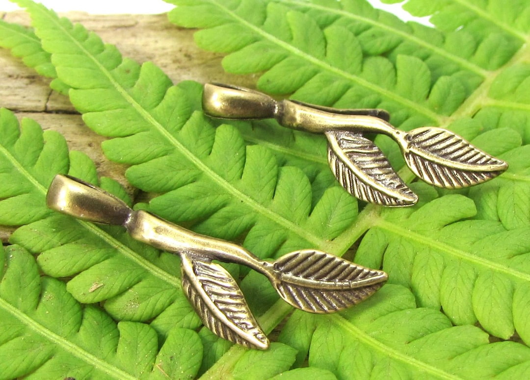 Ice-pick Leaf Bails, Two (2) Antiqued Brass Double Leaf Ice Pick Bails ...