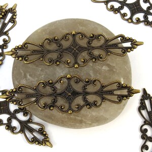 Filigree Wrap Components, Ten (10) Antiqued Brass Bendable Filigree ...