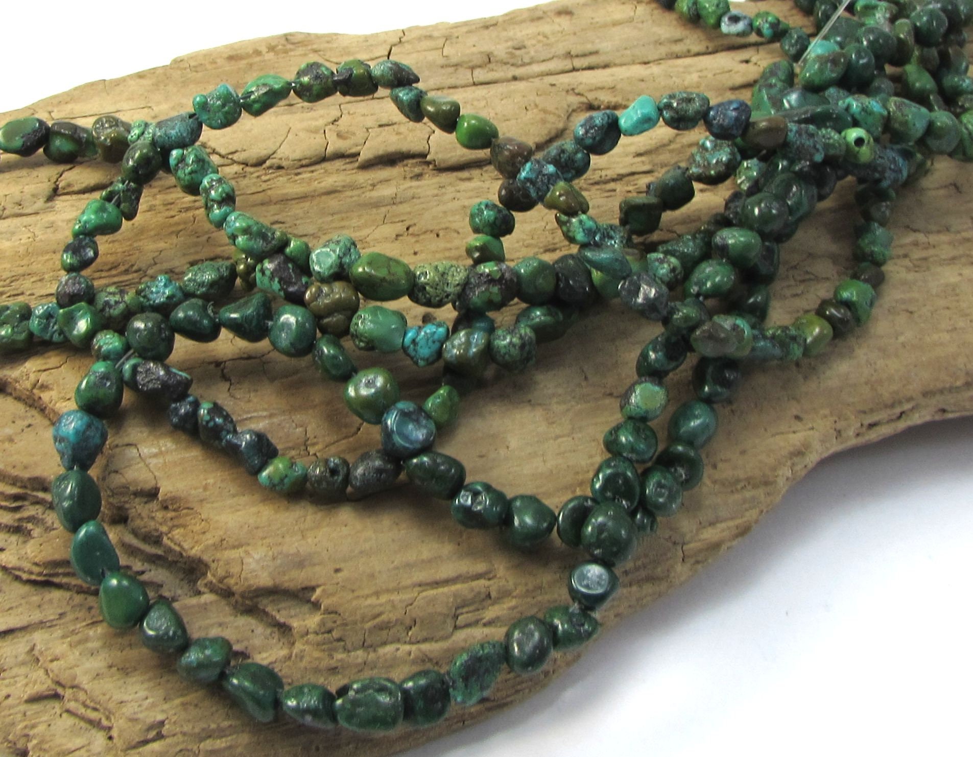 Turquoise Pebbles Forest Green Mini Turquoise Beads 15 | Etsy